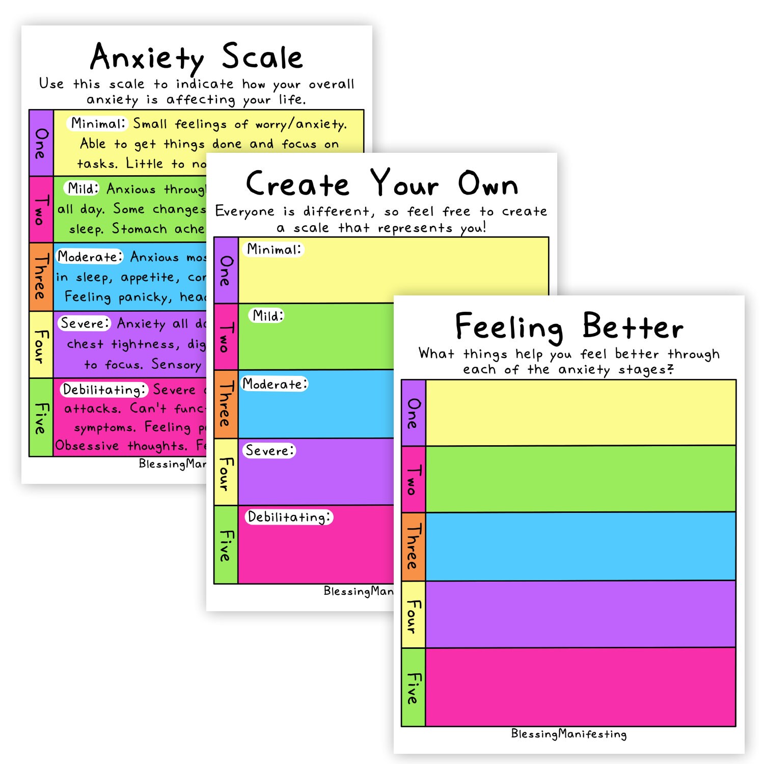 Anxiety Scale Anxiety Tools Worksheets Self-Help | Etsy