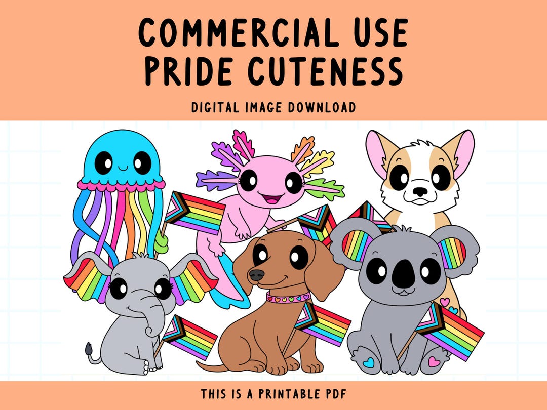 Pride Animals PNG Clipart Bundle: Rainbow LGBT Designs (commercial Use ...