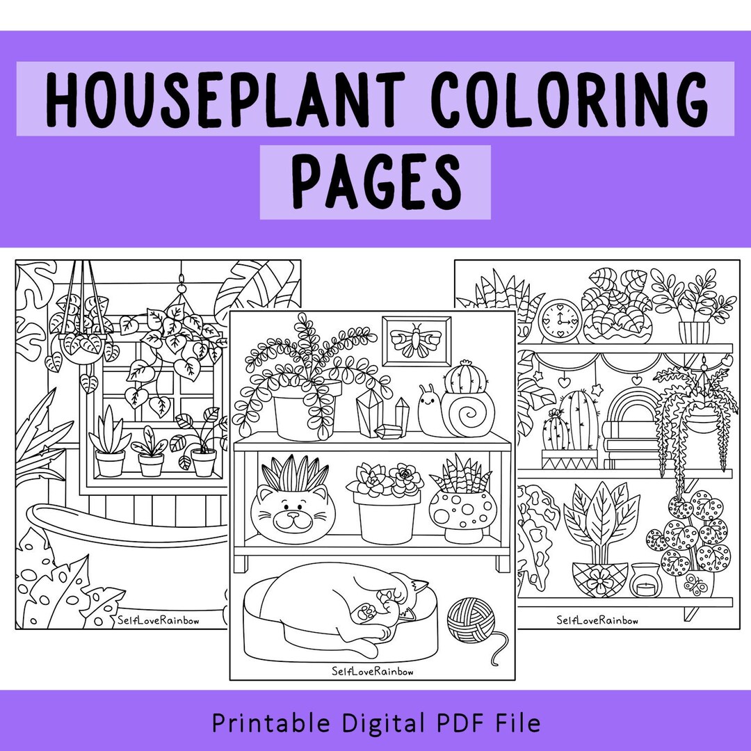 House Plant Coloring Pages Succulents Printable Hand Drawn L Digital ...