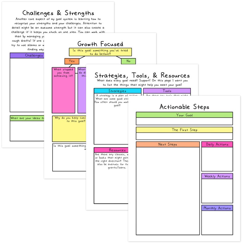 Goal Setting Workbook Anxiety ADHD Organization - Etsy