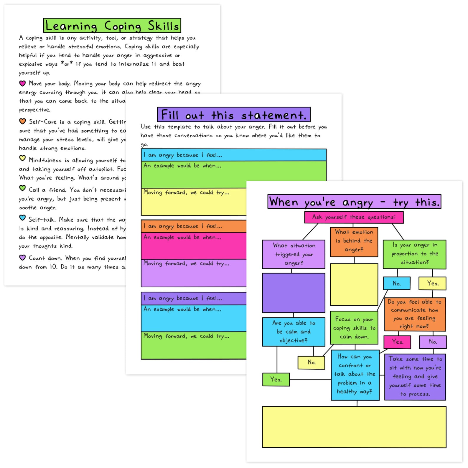 The Anger Workbook Mental Health Worksheets Self-help - Etsy