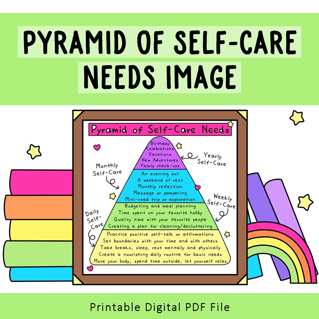 Pyramid of Self-care Printable Art Colorful Wall Art Classroom Poster ...