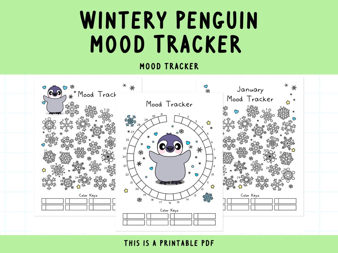 Penguin Mood Tracker: Handdrawn Self-love Rainbow Chart (printable PDF ...