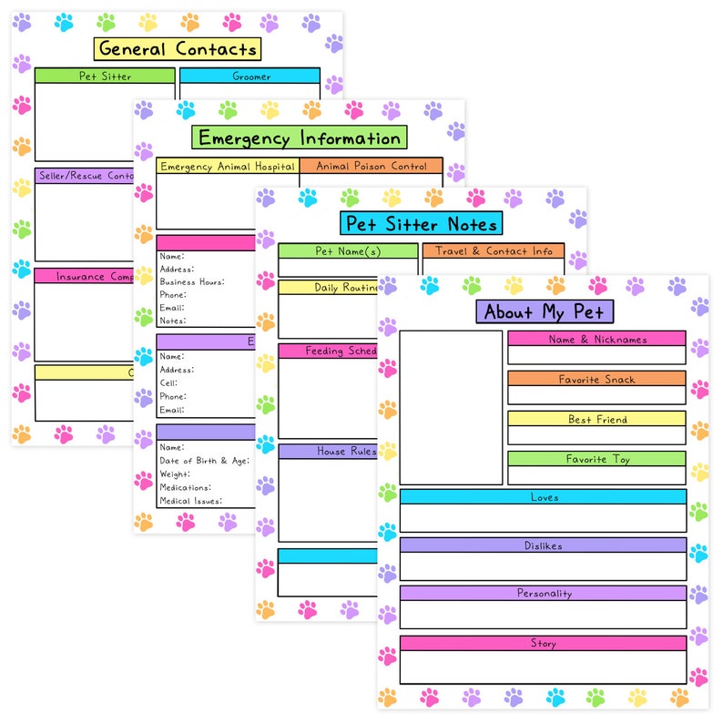 The Ultimate Pet Care Planner Veterinarian Worksheets - Etsy