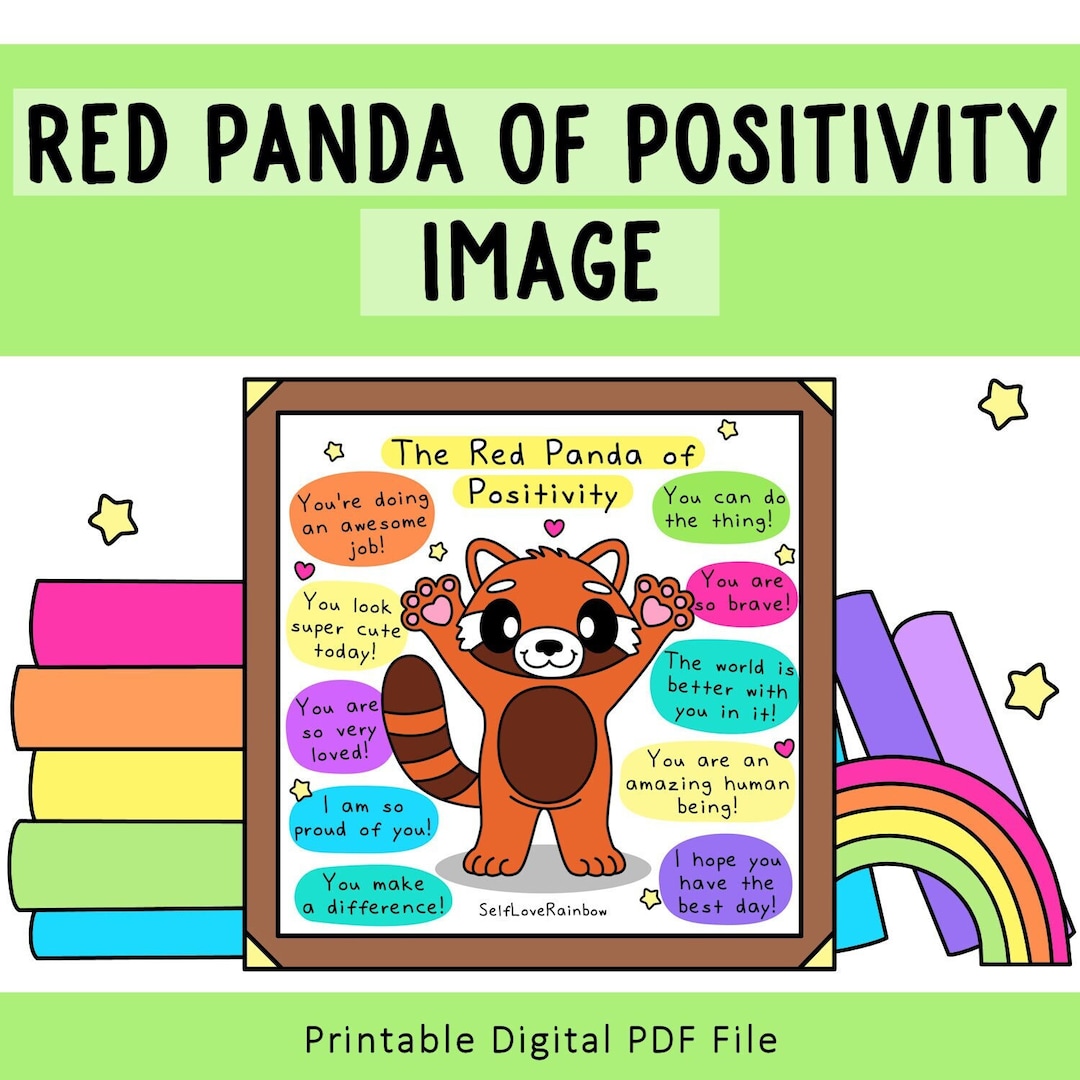 Red Panda of Positivity Printable Art Colorful Wall Classroom Poster ...