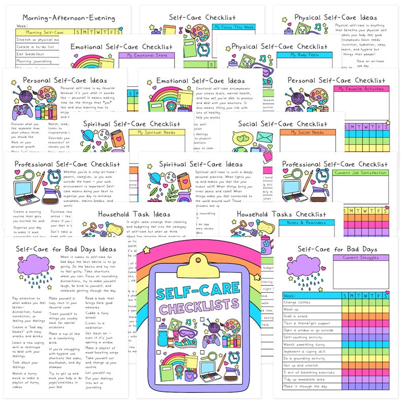 Self-care Checklists | Selfcare Journal | Tracker | Wellness ...