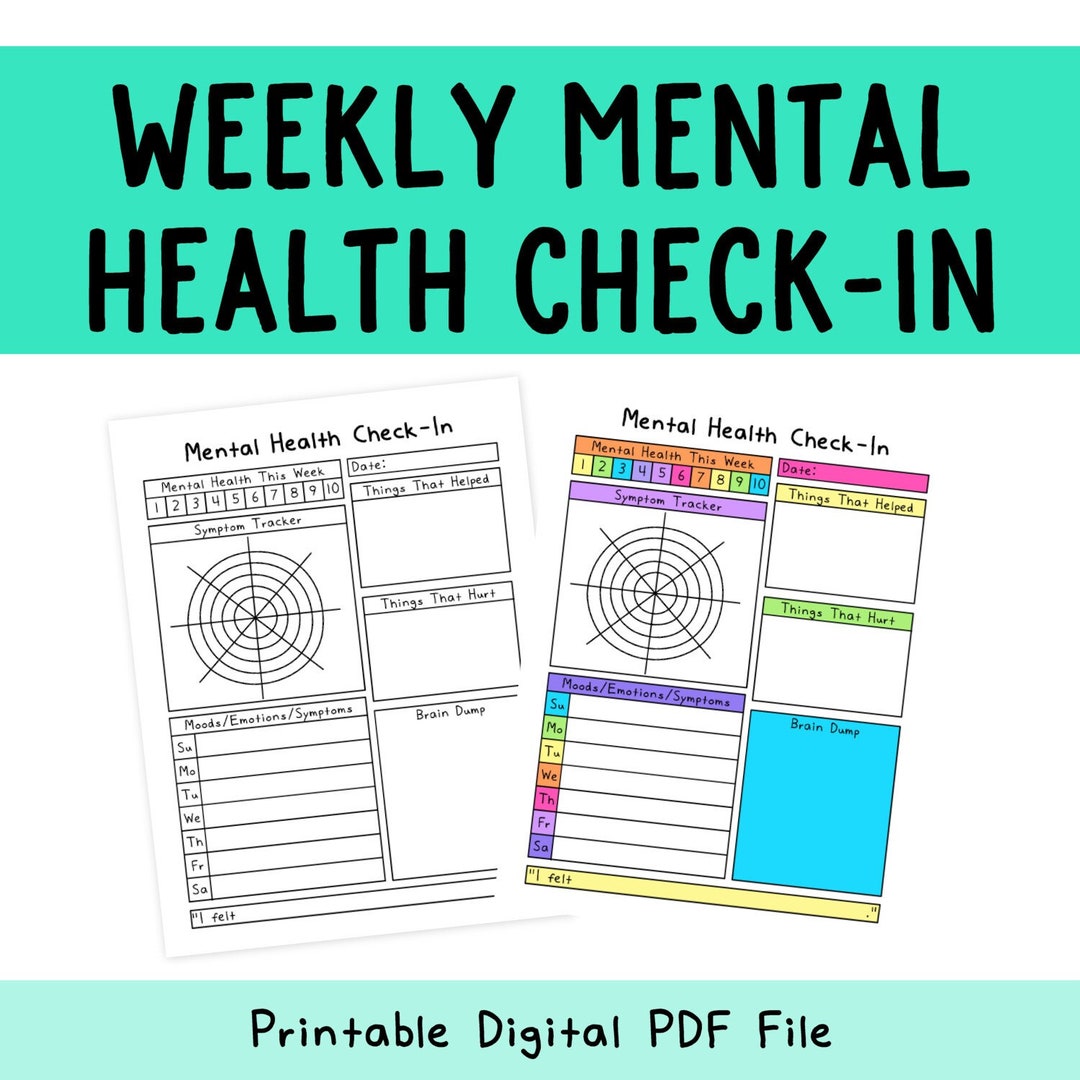 Weekly Mental Health Check-in Mood Tracker Symptom Tracker - Etsy