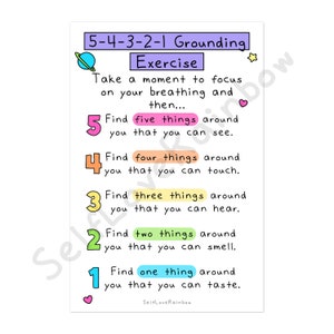 5-4-3-2-1 Grounding | Printable Art | Colorful Wall Art | Classroom ...