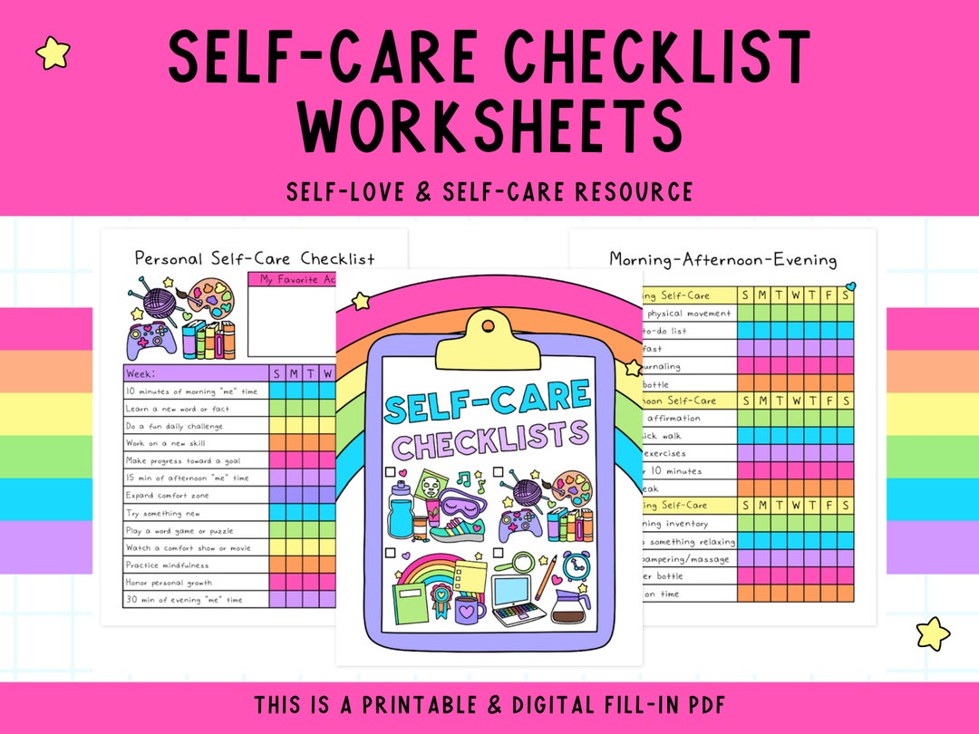 Self-care Checklists Selfcare Journal Tracker Wellness Wellbeing ...