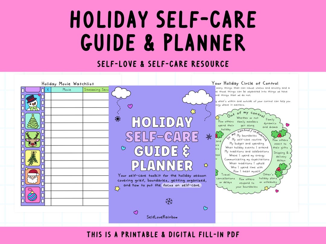 Holiday Self-care Guide & Planner: Printable Christmas Worksheets (PDF ...