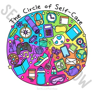 Circle of Self-care Printable Art Colorful Wall Art Classroom Poster ...