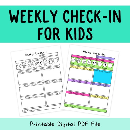 Weekly Check-in for Teenagers / Teen Feelings / Mental Health - Etsy