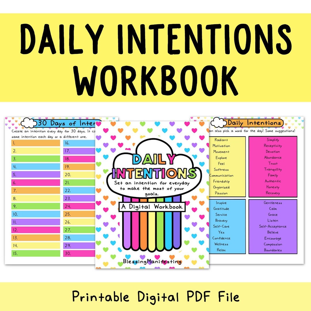 Daily Intentions Workbook Manifestation Goal Setting - Etsy