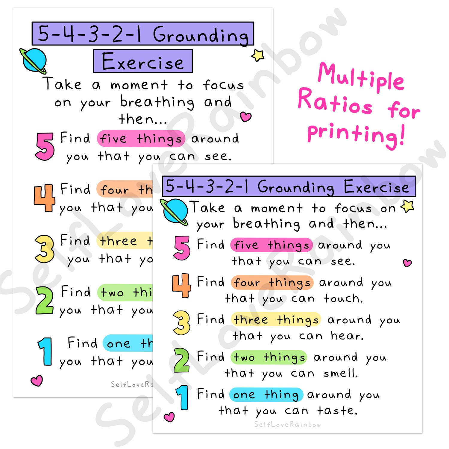 5-4-3-2-1 Grounding Printable Art Colorful Wall Art - Etsy