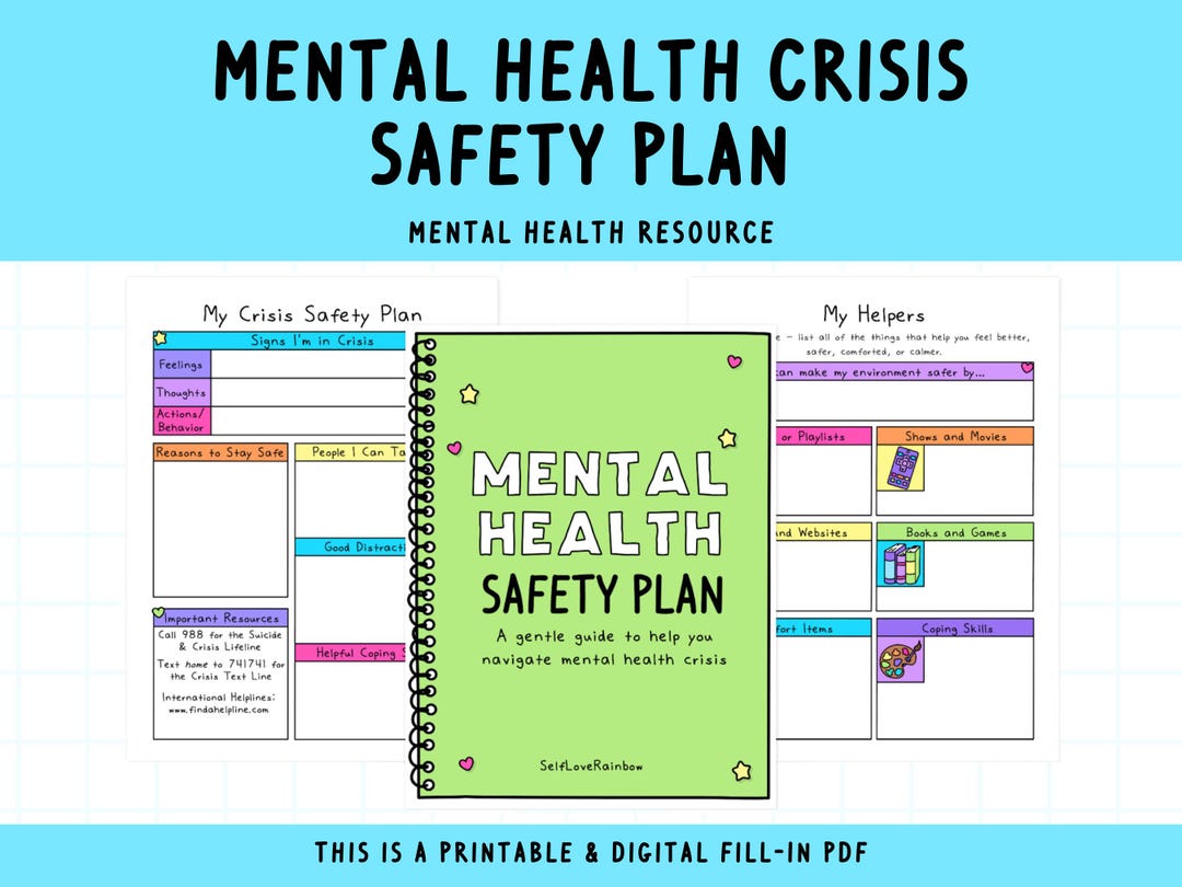 Mental Health Crisis Safety Plan: Self-care Worksheets (PDF) - Etsy