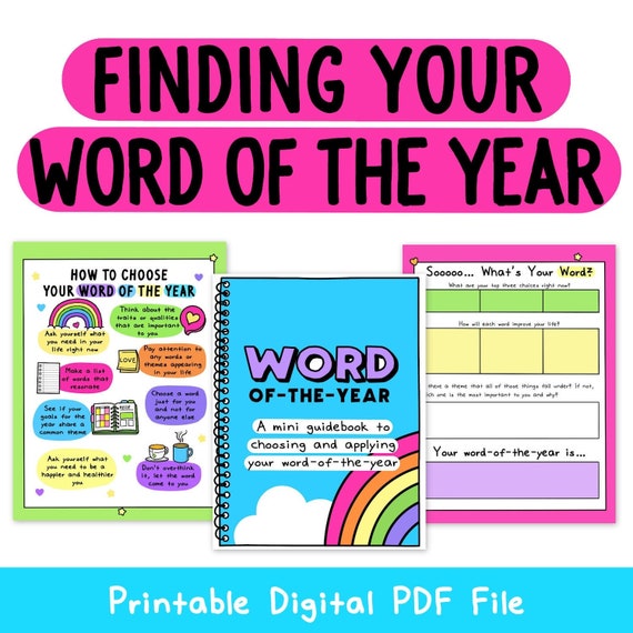 Word-of-the-year Mini Guidebook Goals Resolutions Word of - Etsy