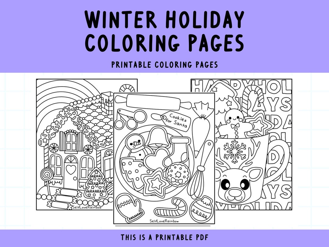 Holiday Coloring Pages | Printable | Hand Drawn | Christmas Themed L ...