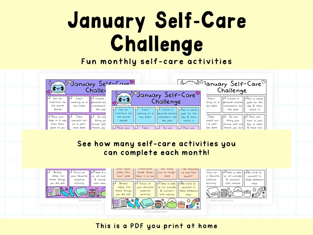 January Self-care Challenge, New Year Tracker, Monthly Reset Printable ...