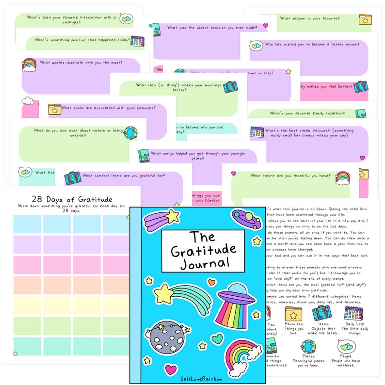 Gratitude Journal: Guided Prompts for Mental Wellness (PDF) - Etsy