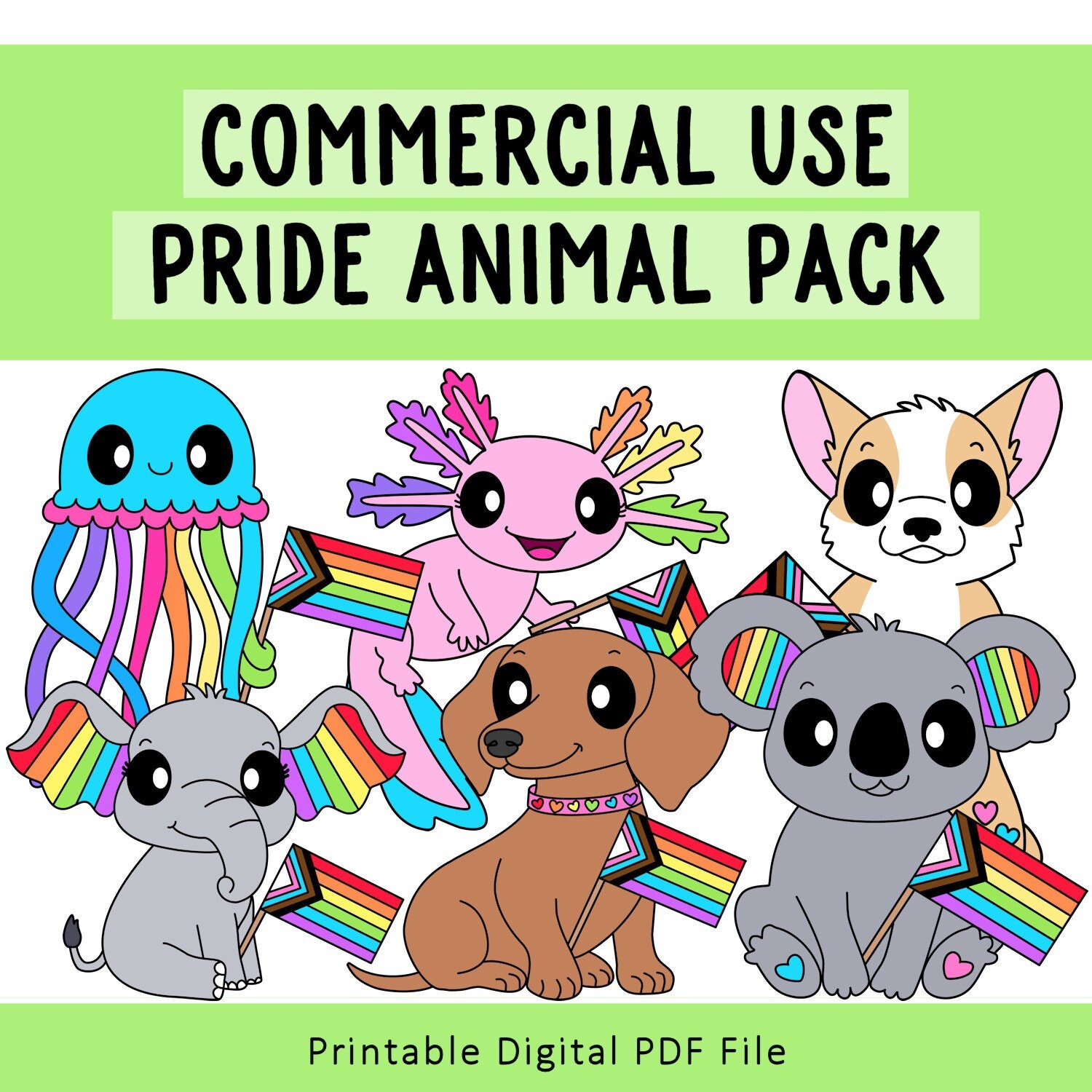 Pride Animals PNG Clipart Bundle: Rainbow LGBT Designs (commercial Use ...