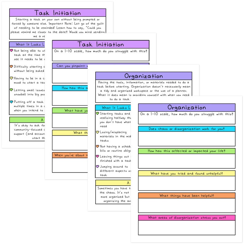 Executive Dysfunction Workbook Anxiety ADHD Organization - Etsy