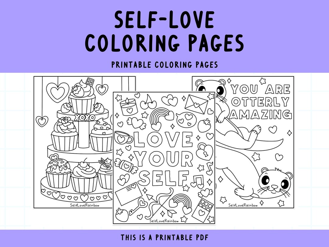 Self-love Coloring Pages | Printable | Hand Drawn L Digital Coloring ...