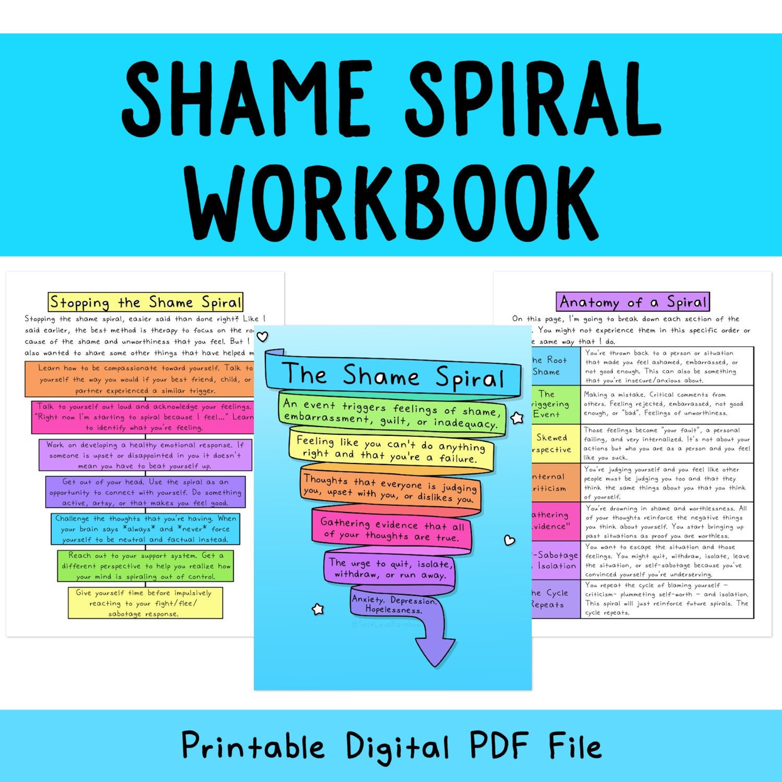 Shame Spirals Spiraling Guilt Self-worth - Etsy