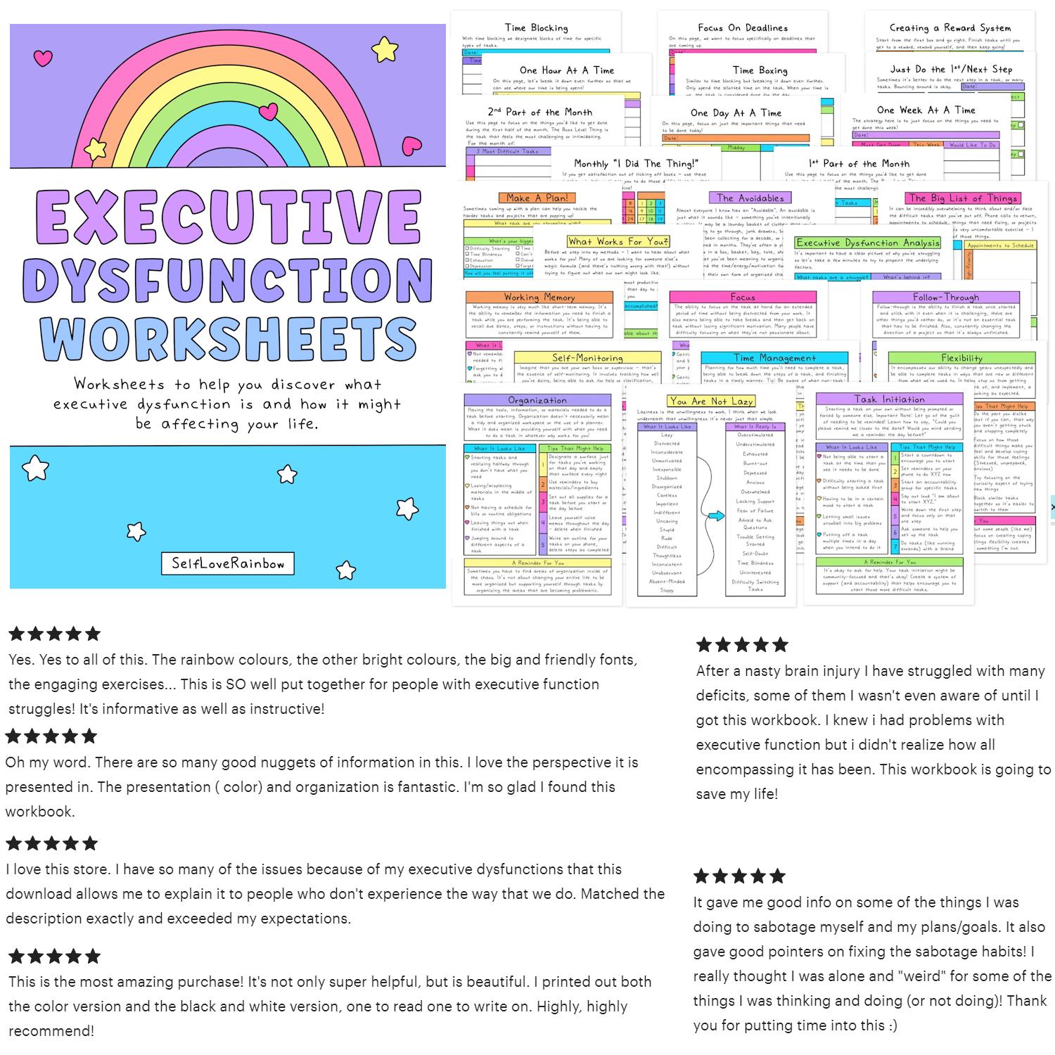 Executive Dysfunction Workbook | Anxiety | ADHD | Organization ...