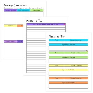 Meal Planner & Prep Worksheets | Meal Plan | Food Log | Menu Planning ...