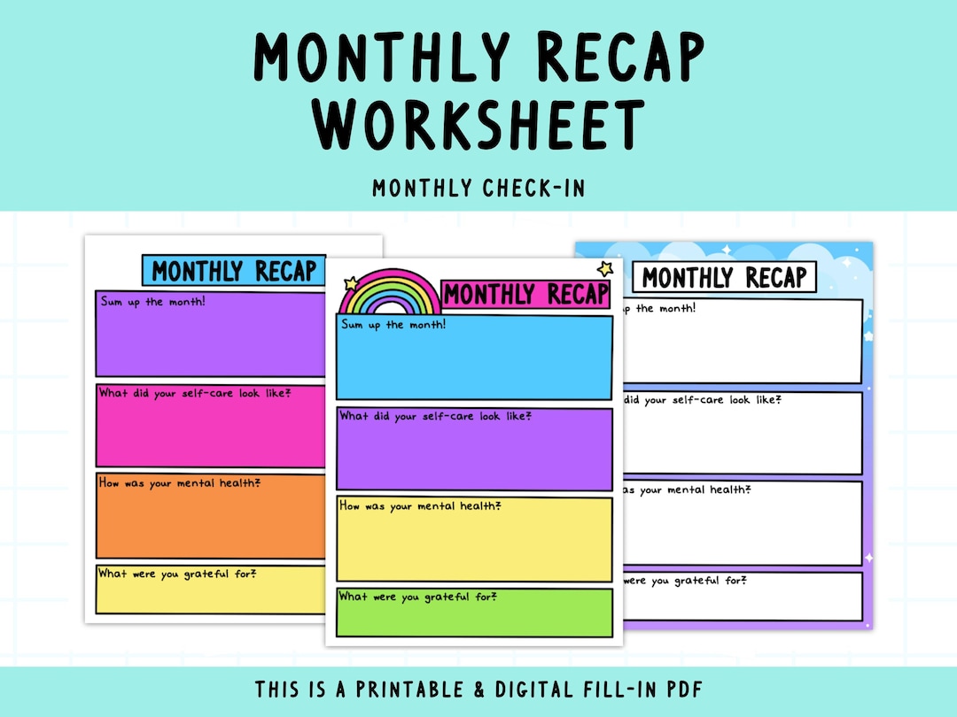 Monthly Recap | Planner | Printable | Self-help - Etsy