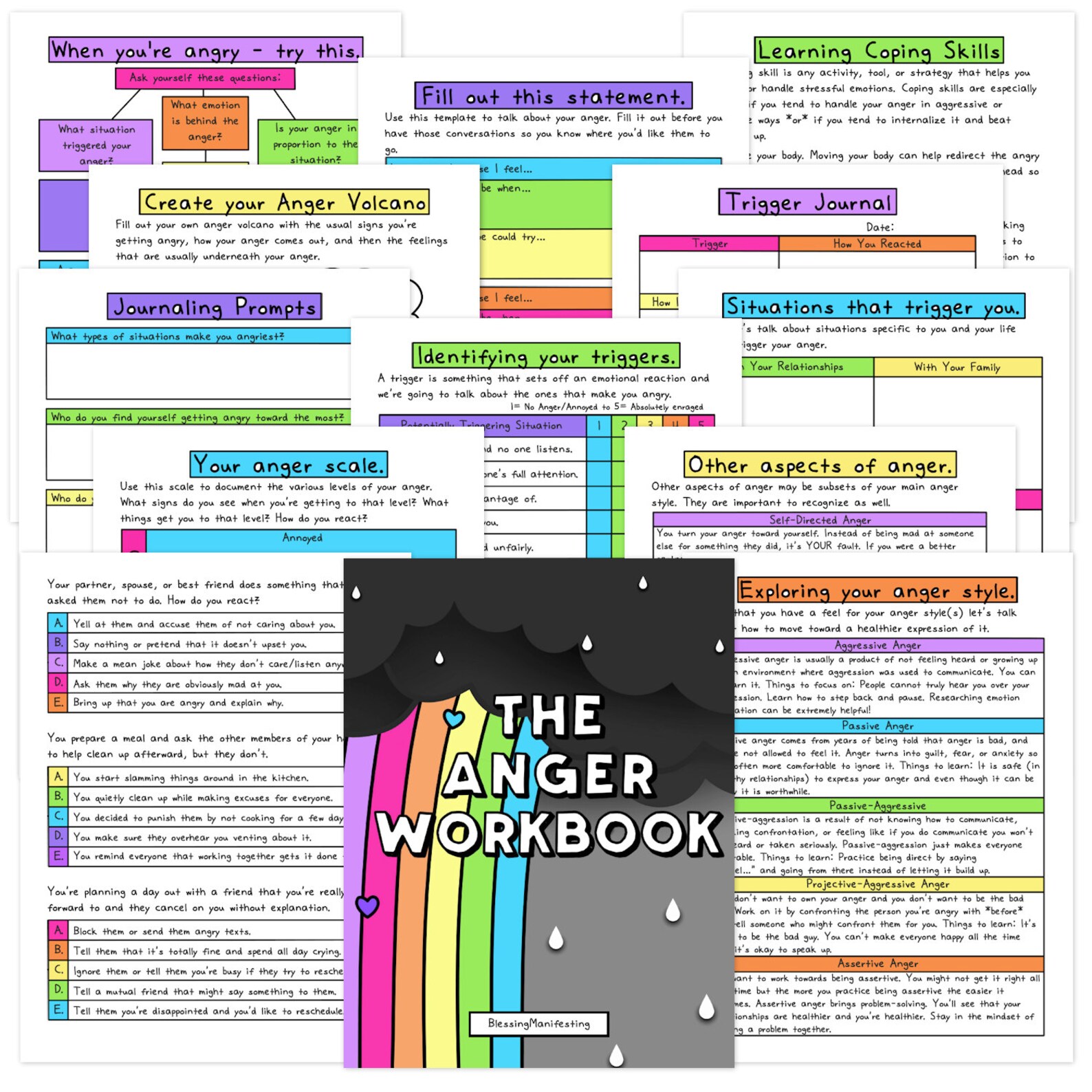The Anger Workbook Mental Health Worksheets Self-help - Etsy