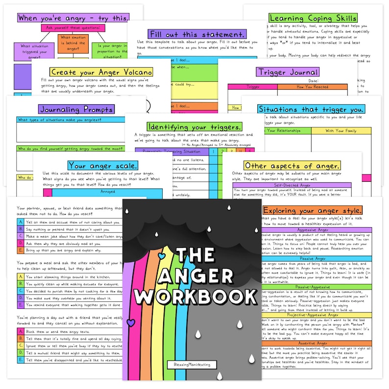 The Anger Workbook Mental Health Worksheets Self-help - Etsy