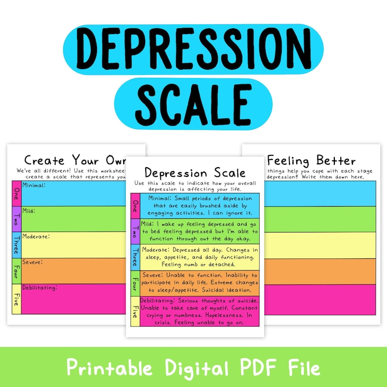 Depression Scale Depression Tools Worksheets Self-help - Etsy