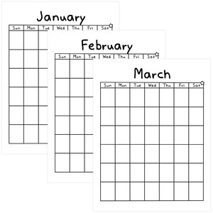 Rainbow Blank Calendar Printable: Fill-in Monthly Planner (digital ...