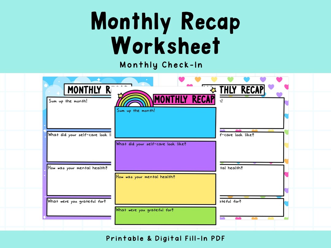 Monthly Recap | Planner | Printable | Self-help - Etsy