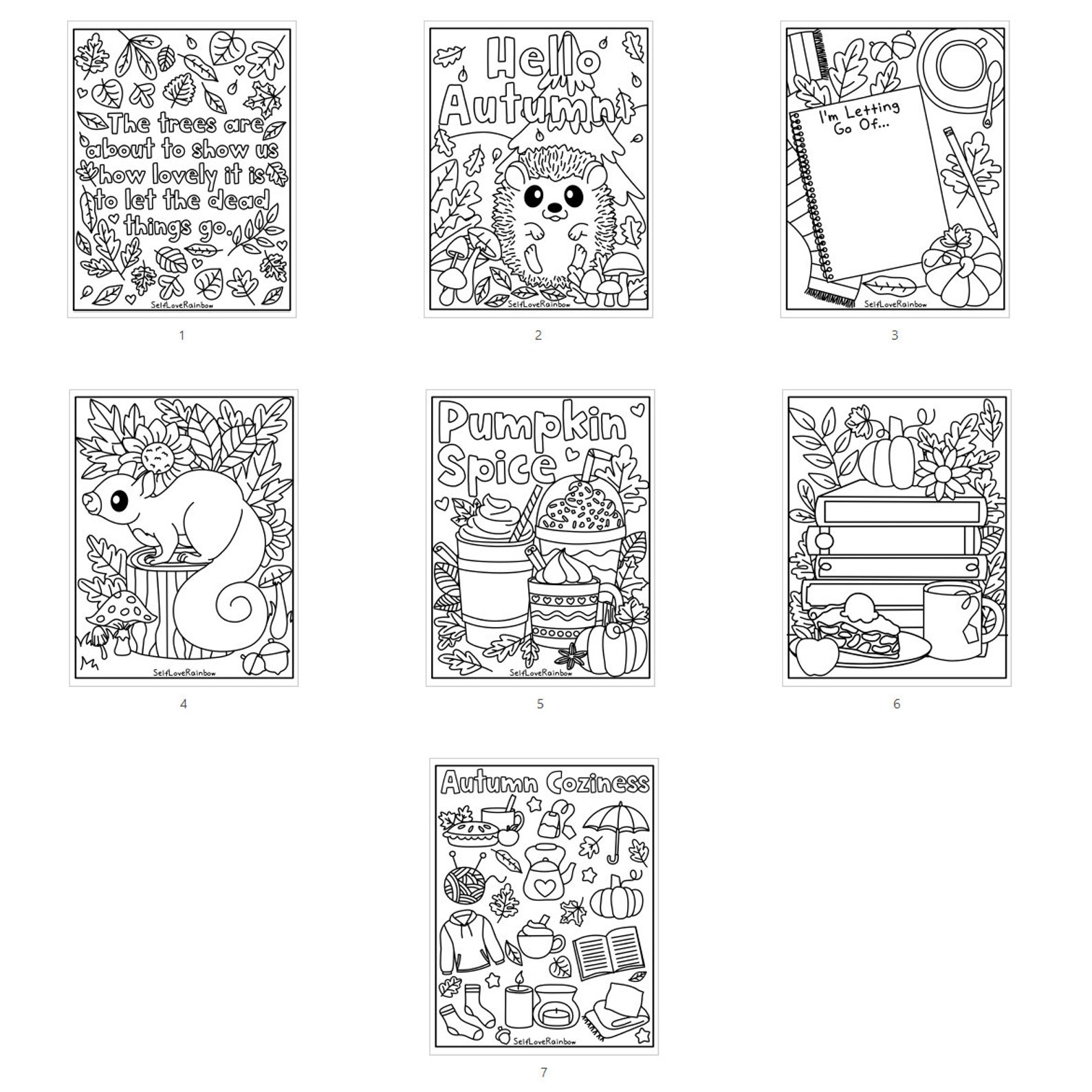 Autumn Coloring Pages Cozy Hygge Printable Fall Leaves - Etsy