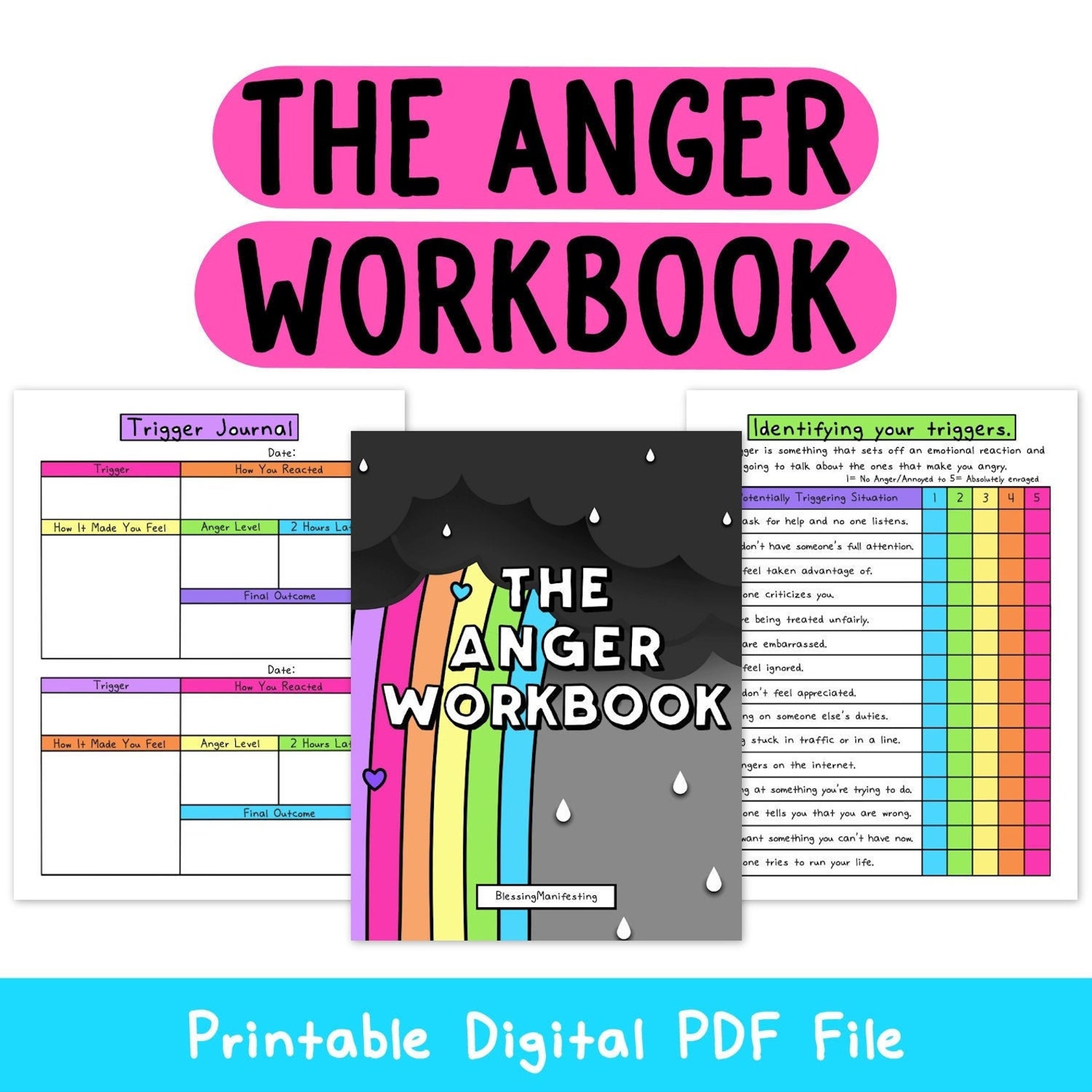 The Anger Workbook Mental Health Worksheets Self-help - Etsy