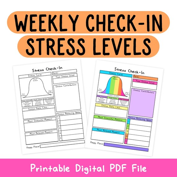 Weekly Stress Level Check-in Stress Management Self-care - Etsy
