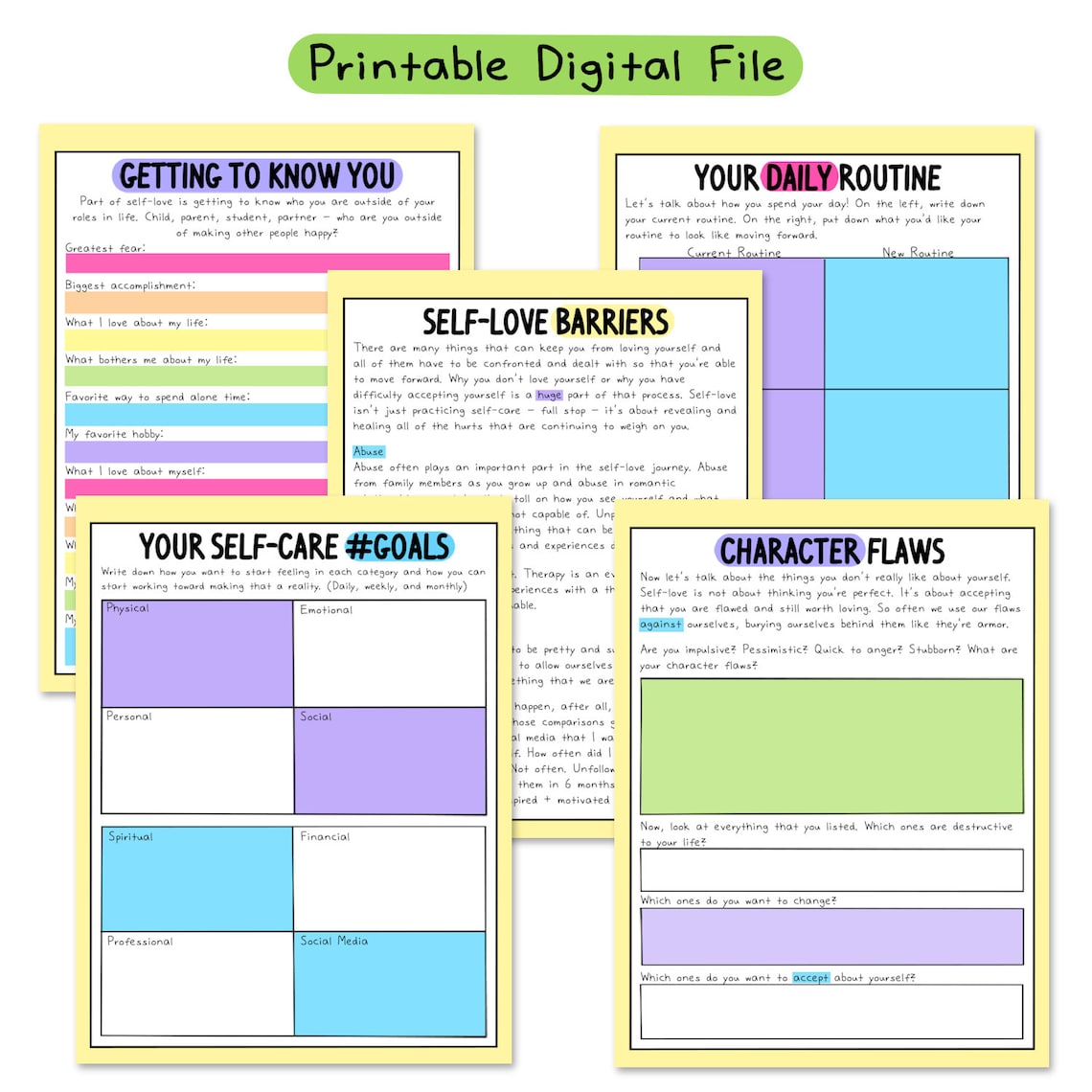 Self-love Workbook Self-care Self-help Personal Growth - Etsy