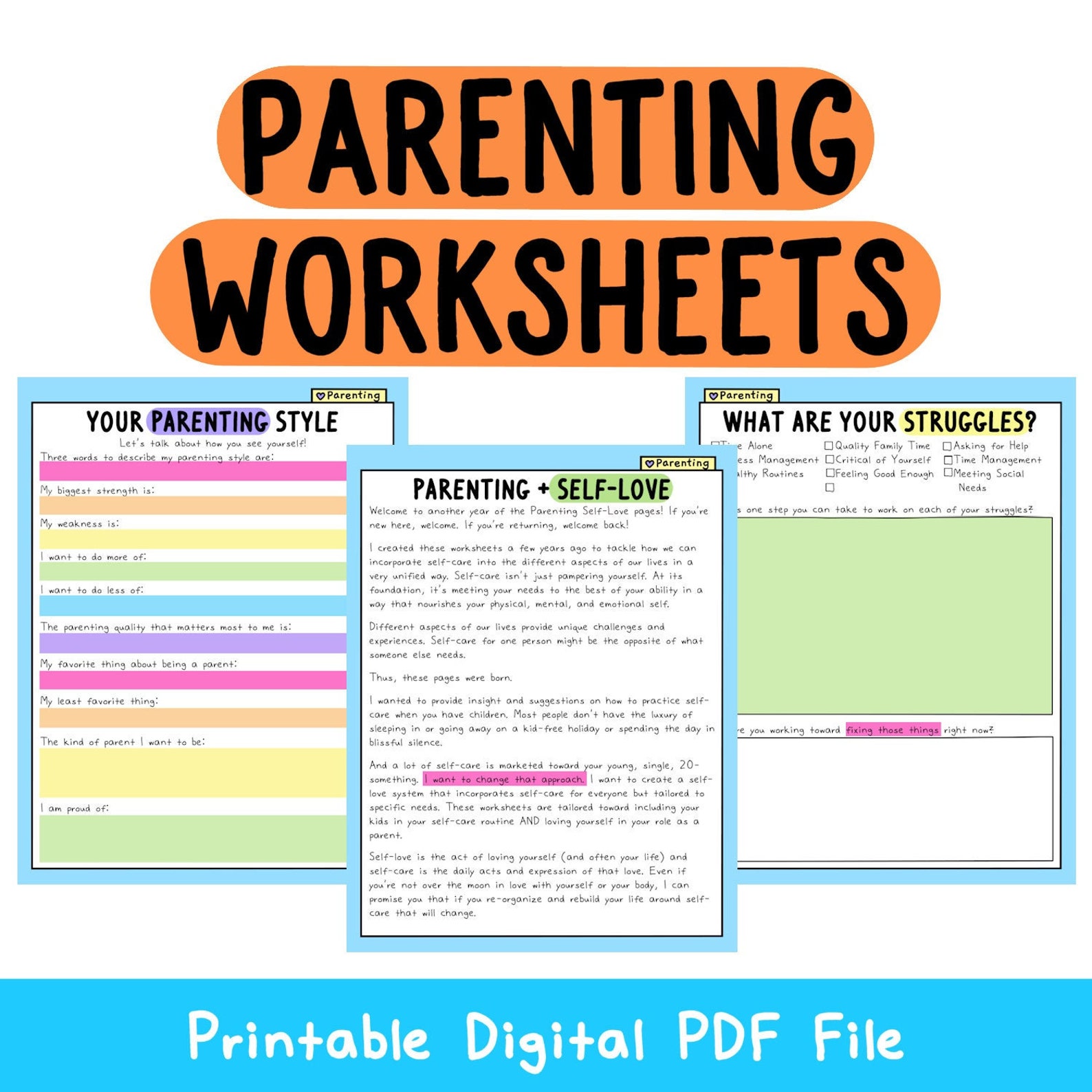 Self-love Workbook: Parenting Add-on Self-care Self-help Personal ...