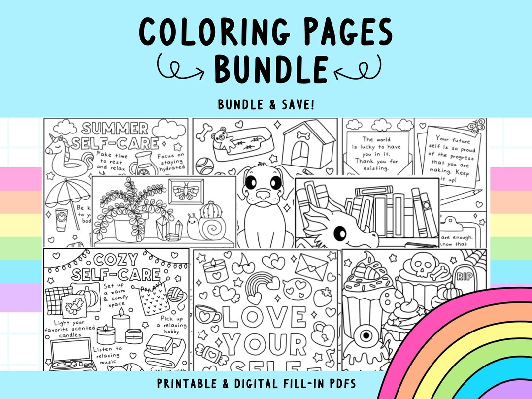 106 Coloring Pages Bundle | Printable | Hand Drawn | Fall Themed L ...