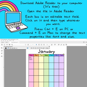 Rainbow Blank Calendar Printable: Fill-in Monthly Planner (digital ...