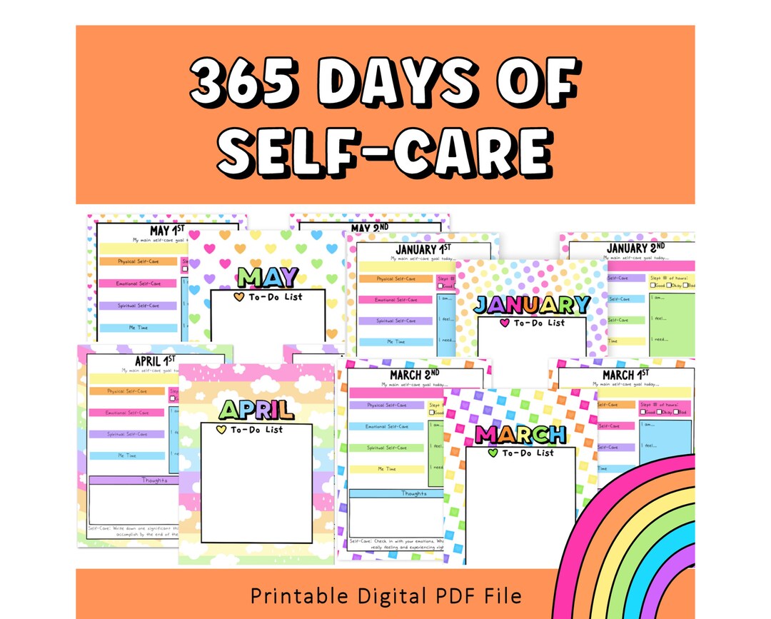Daily Self-care Worksheets Bundle Goals Motivation Self-care Planner ...