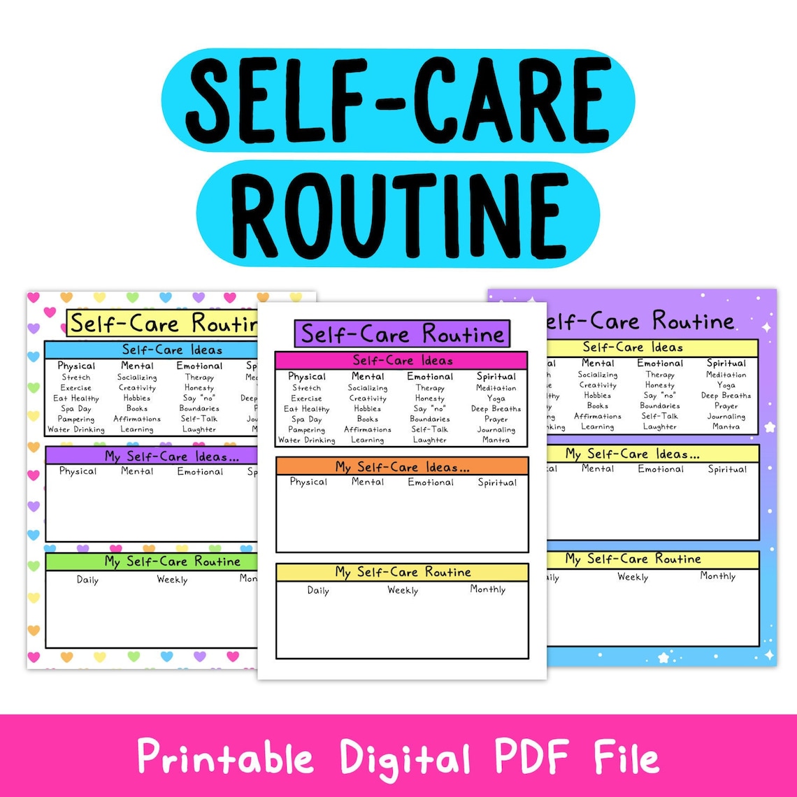 Self-care Routine Worksheet Printable Self-love Love - Etsy
