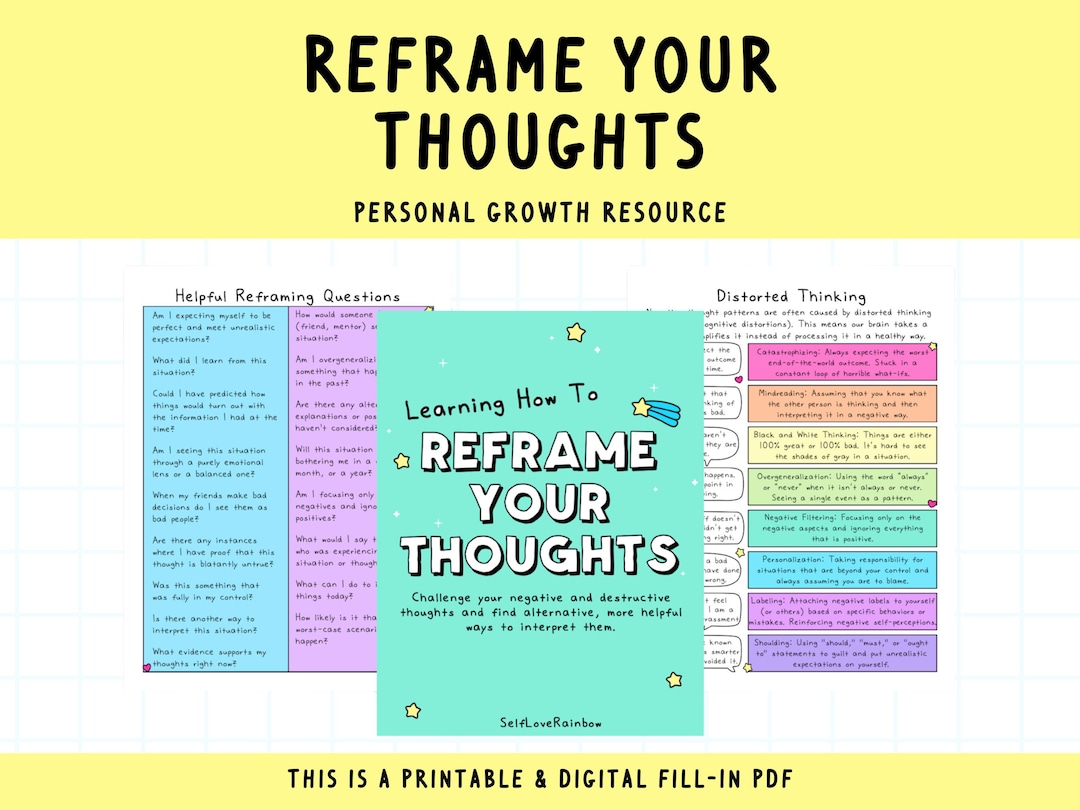 Reframe Your Thoughts Workbook: Cognitive Distortions & Reframing ...