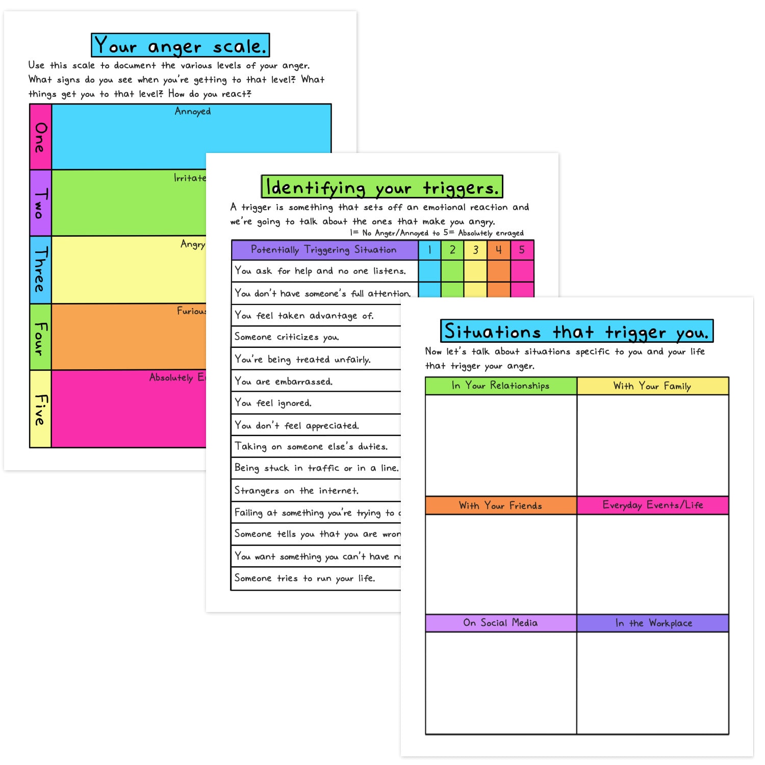 The Anger Workbook | Mental Health Worksheets | Self-help | Anger ...