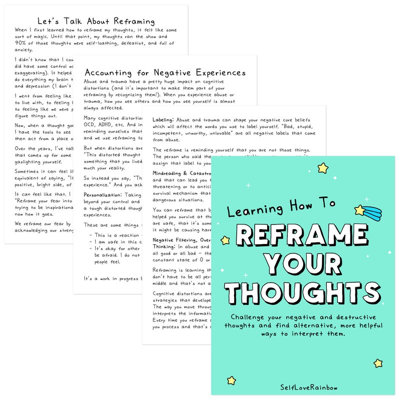 Reframe Your Thoughts Workbook: Cognitive Distortions & Reframing ...