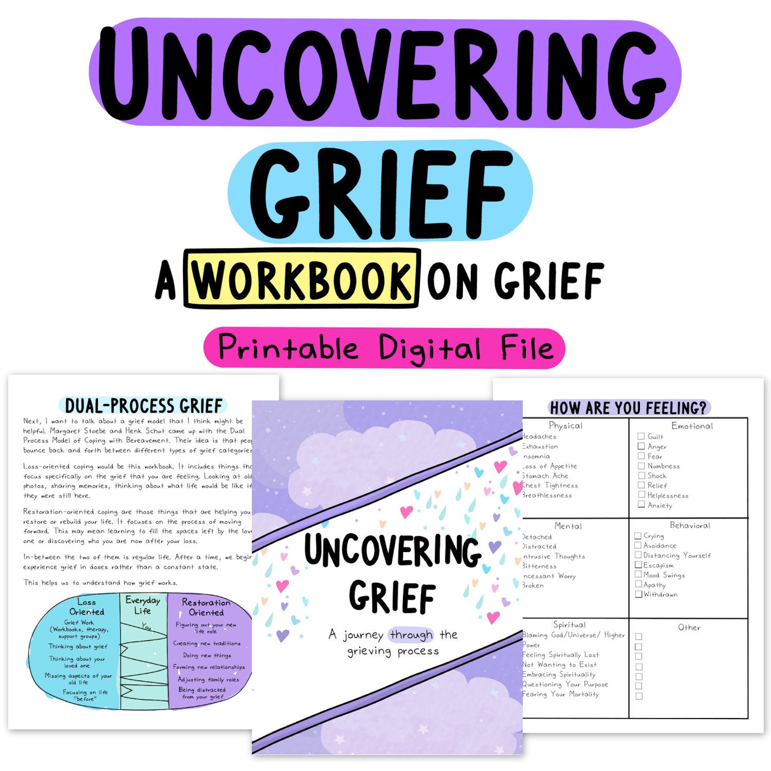 Uncovering Grief Grief Workbook Remembrance Loss Loved | Etsy