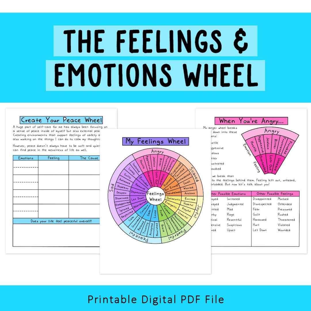 Feelings Wheel Emotion Wheels Mental Health Worksheet Emotional ...
