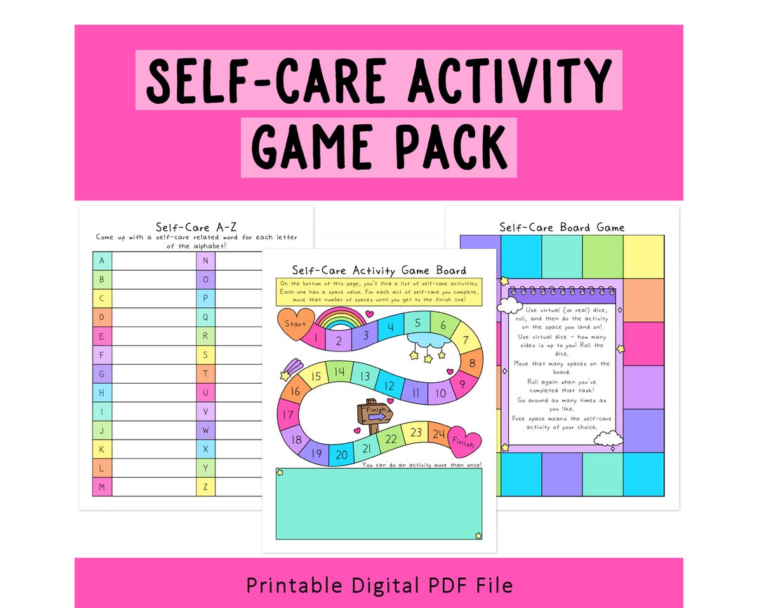 Self-care Game Activity Pack With Word Search, Crossword Puzzle, Word ...